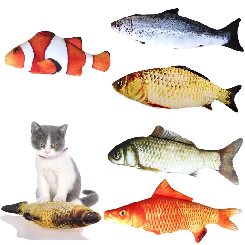 20CM-Pet-Cat-Toy-Fish-Built-In-Cotton-Battery-Free-Ordinary-Simulation ...