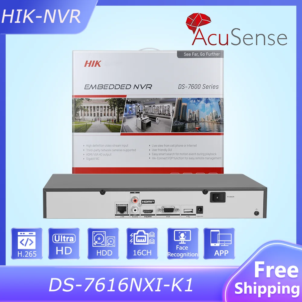 HIKVISION 16-ch 1U K Series AcuSense 4K NVR DS-7616NXI-K1 Surveillance ...