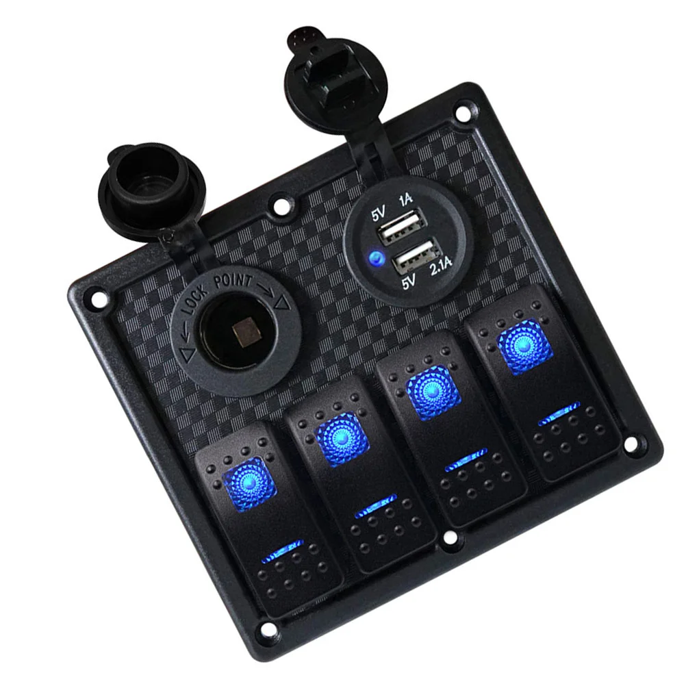 1 Pc Switch Panel 4 Gang Switch Panel Lighter Socket for Vehicle Car ...