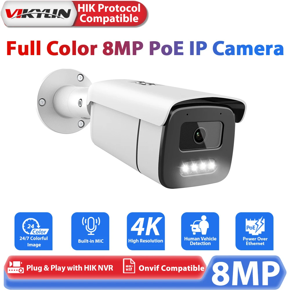 Vikylin-4K-8MP-IP-Camera-for-Hikvision-Compatible-POE-Kamera-ColorVU ...