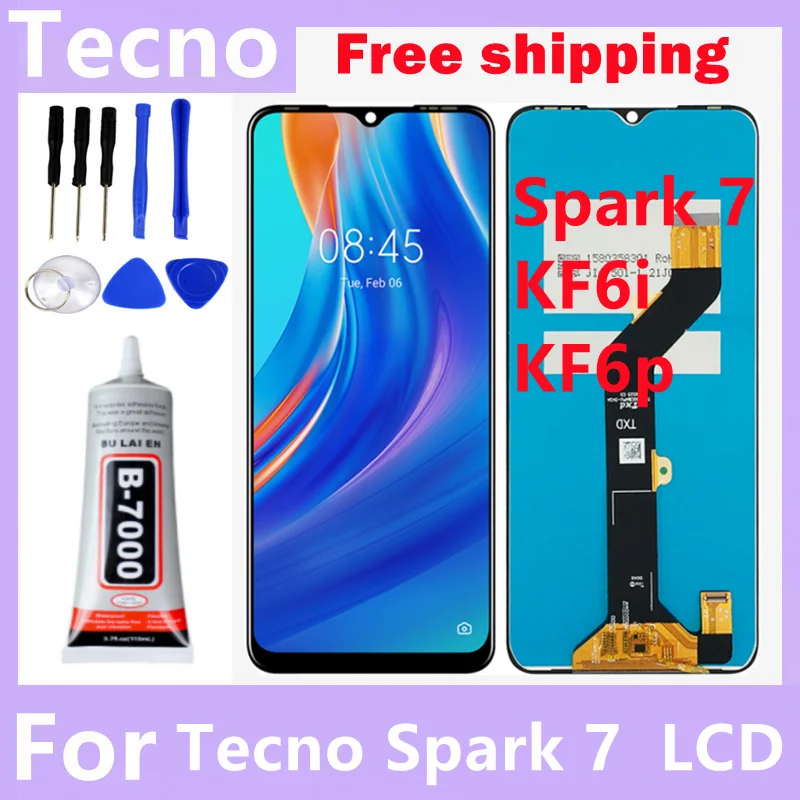 6.5"Original For Tecno Spark 7 Display KF6J KF6N LCD Touch Screen Digitizer For Tecno Spark 7 ...