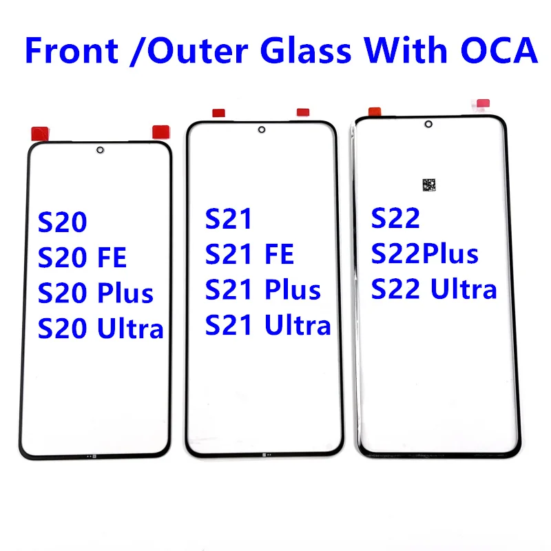 삼성 갤럭시 S20 S21 S22 플러스 FE 전면 유리 외부 유리 스크린 패널 유리, S23 S22 울트라 외부 유리, OCA 포함| | - AliExpress