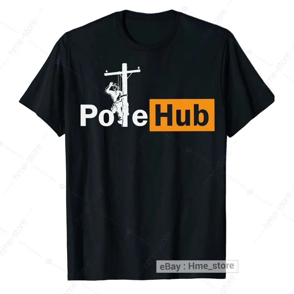 Pole-Hub-Power-Lineman-Funny-Line-Worker-T-Shirt-Electric-Linesman-Tee ...