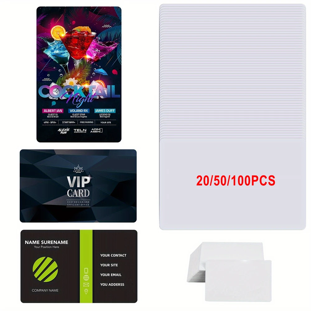 20-50-100PCS-White-Blank-inkjet-printable-PVC-Business-Waterproof ...