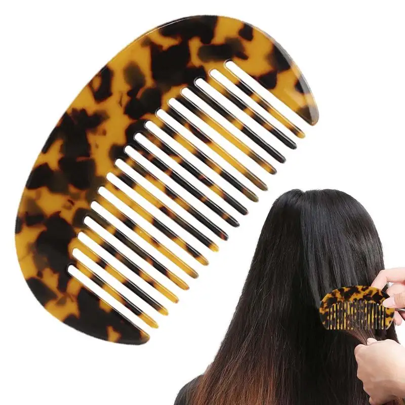 Leopard Print Comb Non knotted Acetate Wide Tooth Hair Comb U shaped ...