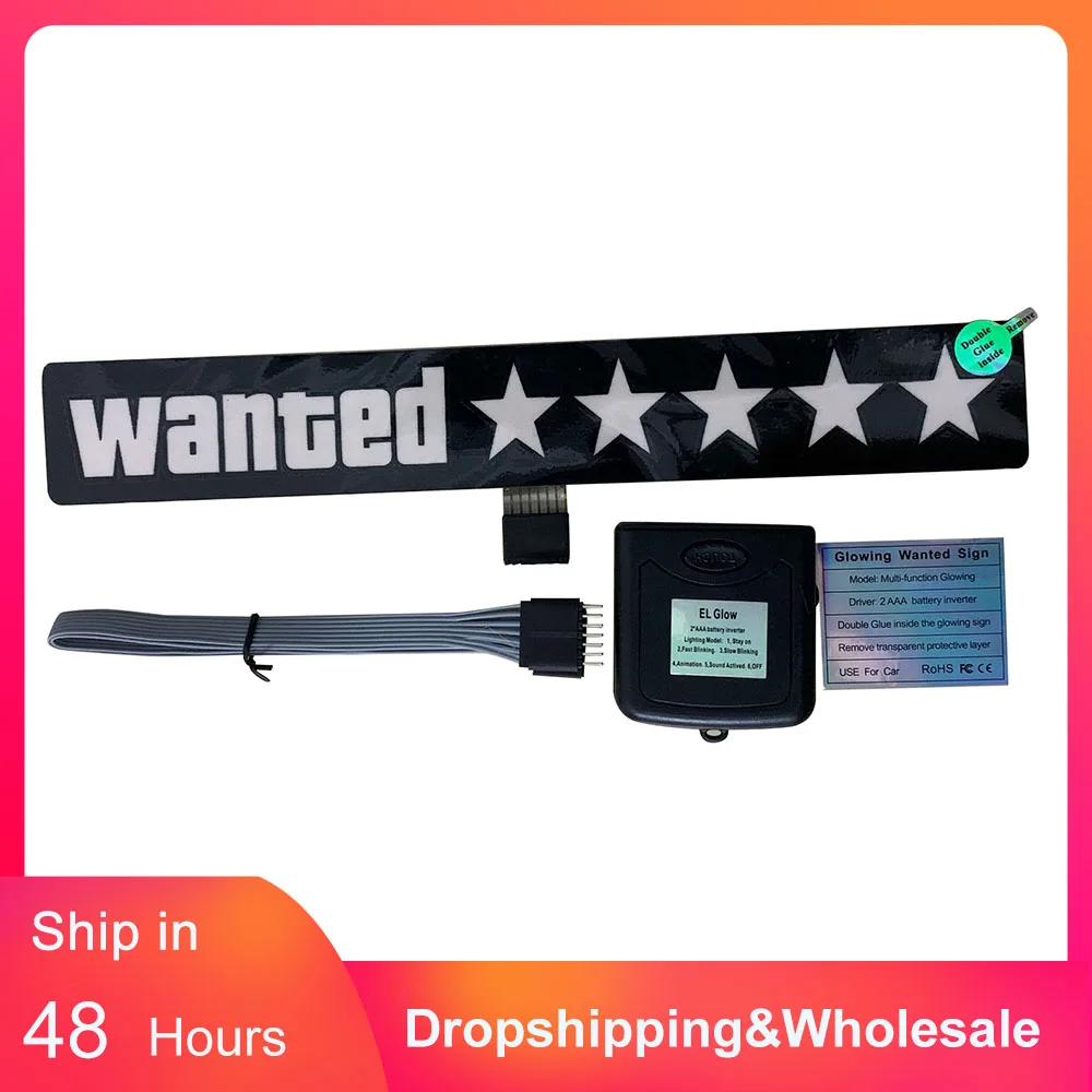 Wanted 5 Star JDM Car Windshield Glow Panel Electric Marker Lamp Blue ...