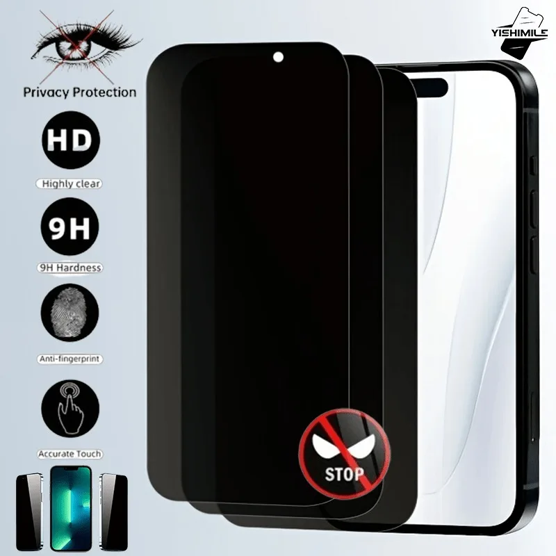 3Pcs Privacy Screen Protector for iPhone 11 12 13 14 15 16 Pro Max Plus ...