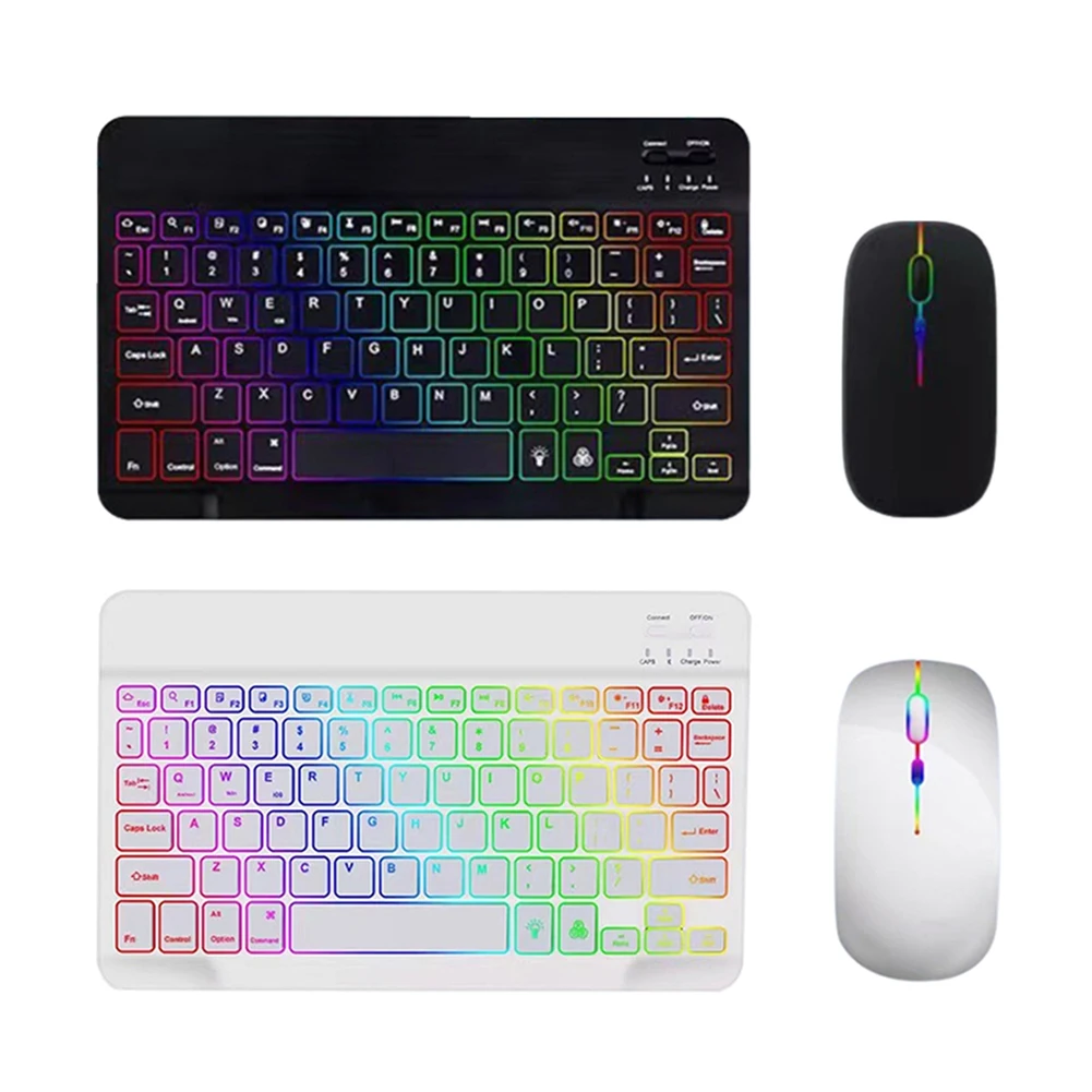Teclado sem fio rato portátil 10 Polegada teclado rato combos rgb ...
