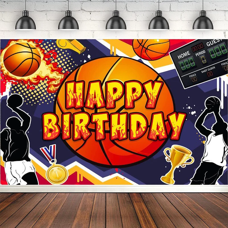 Photography-Backdrop-Basketball-Sports-Theme-Happy-Birthday-Party ...