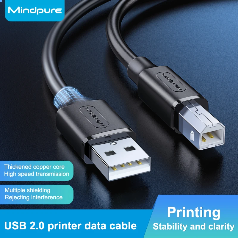 Mindpure-USB-Printer-Cable-USB-2-0-Type-A-to-B-Male-to-Male-Printer ...
