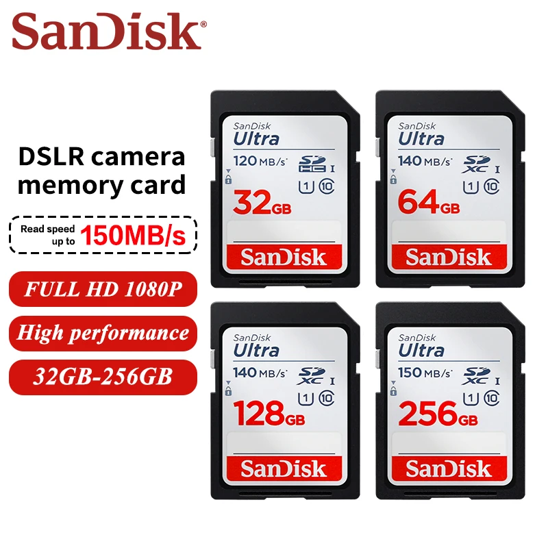 SanDisk Ultra SDHC SDXC UHS-I Memory Cards C10 U1 32GB 64GB 128GB 256GB ...
