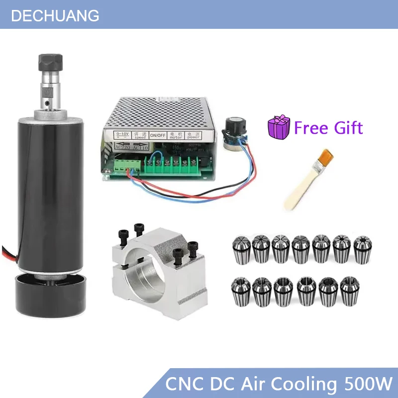 CNC 500W Spindle Motor Air Cooled Spindle ER11 Chuck + 52mm Clamp ...