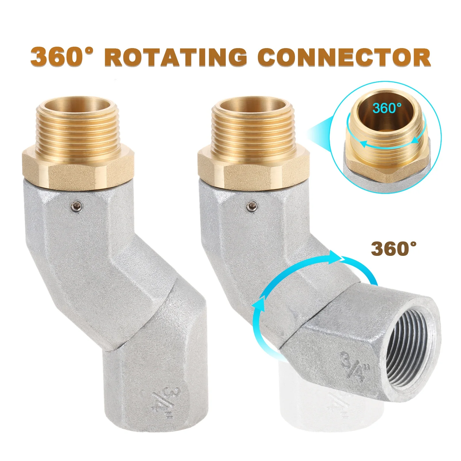 2pcs 3/4 Inch Npt Fuel Hose Swivel 360 Rotating Connector For Fuel ...