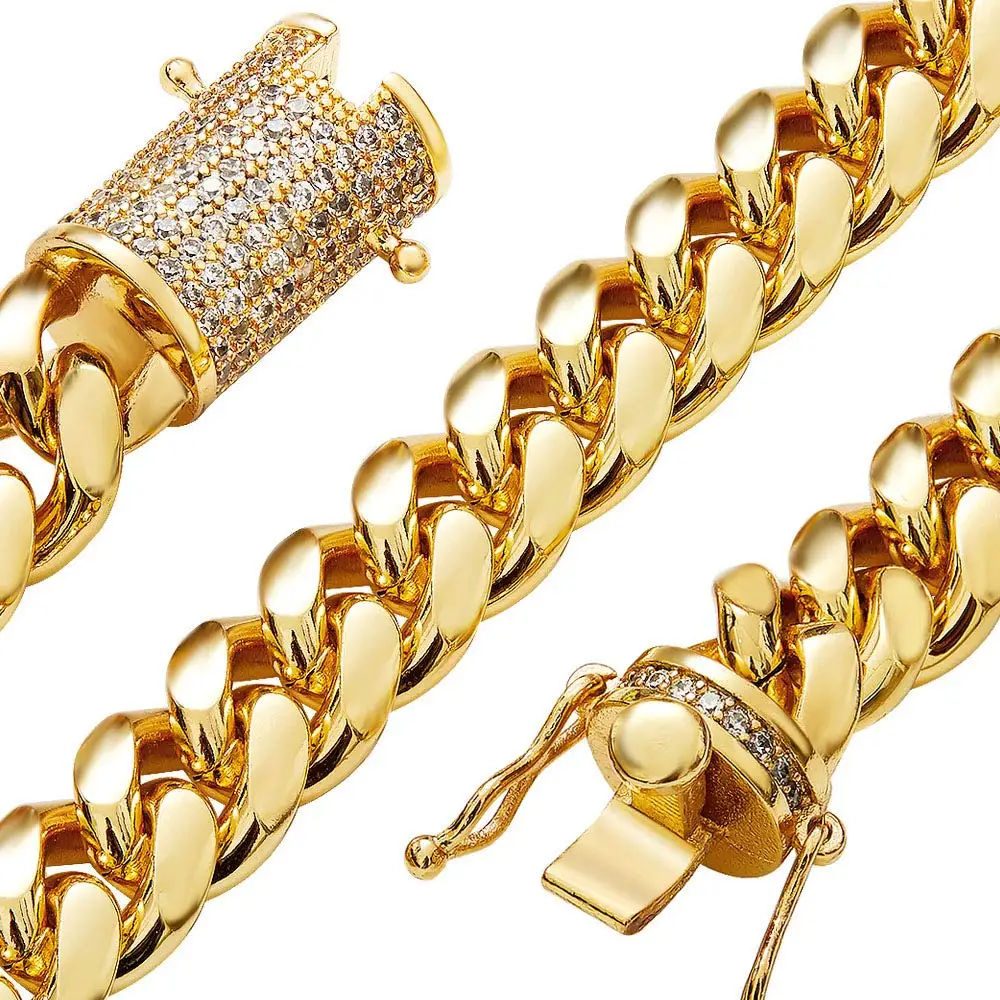 Colar-banhado-a-ouro-18k-para-homens-e-mulheres-Miami-Cuban-Curb-Link ...