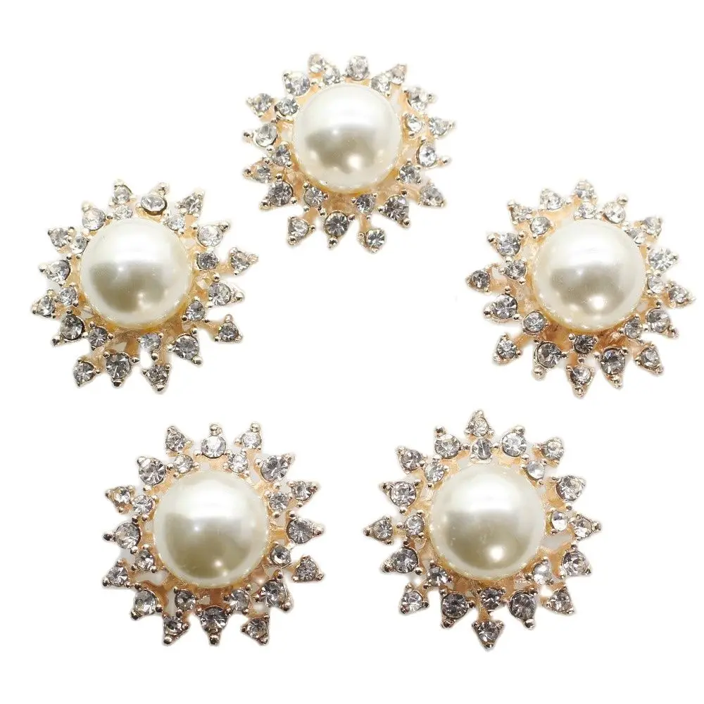 10pcs-set-GOLD-28mm-Sun-Flower-Rhinestones-Buttons-Pearl-button-wedding ...