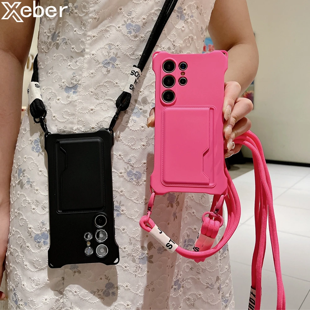 Luxury-Crossbody-Lanyard-Strap-Original-Silicone-Card-Holder-Case-For ...