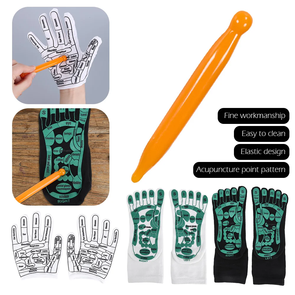 Gloves-Hand-Reflexology-Acupoint-Acupressure-Tools-Massage-Socks-Stick ...