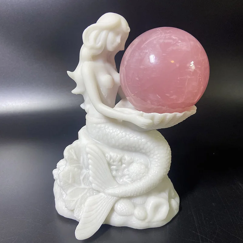 Resin-Mermaid-statue-Display-base-Carved-Ornament-sphere-stand-crystal ...