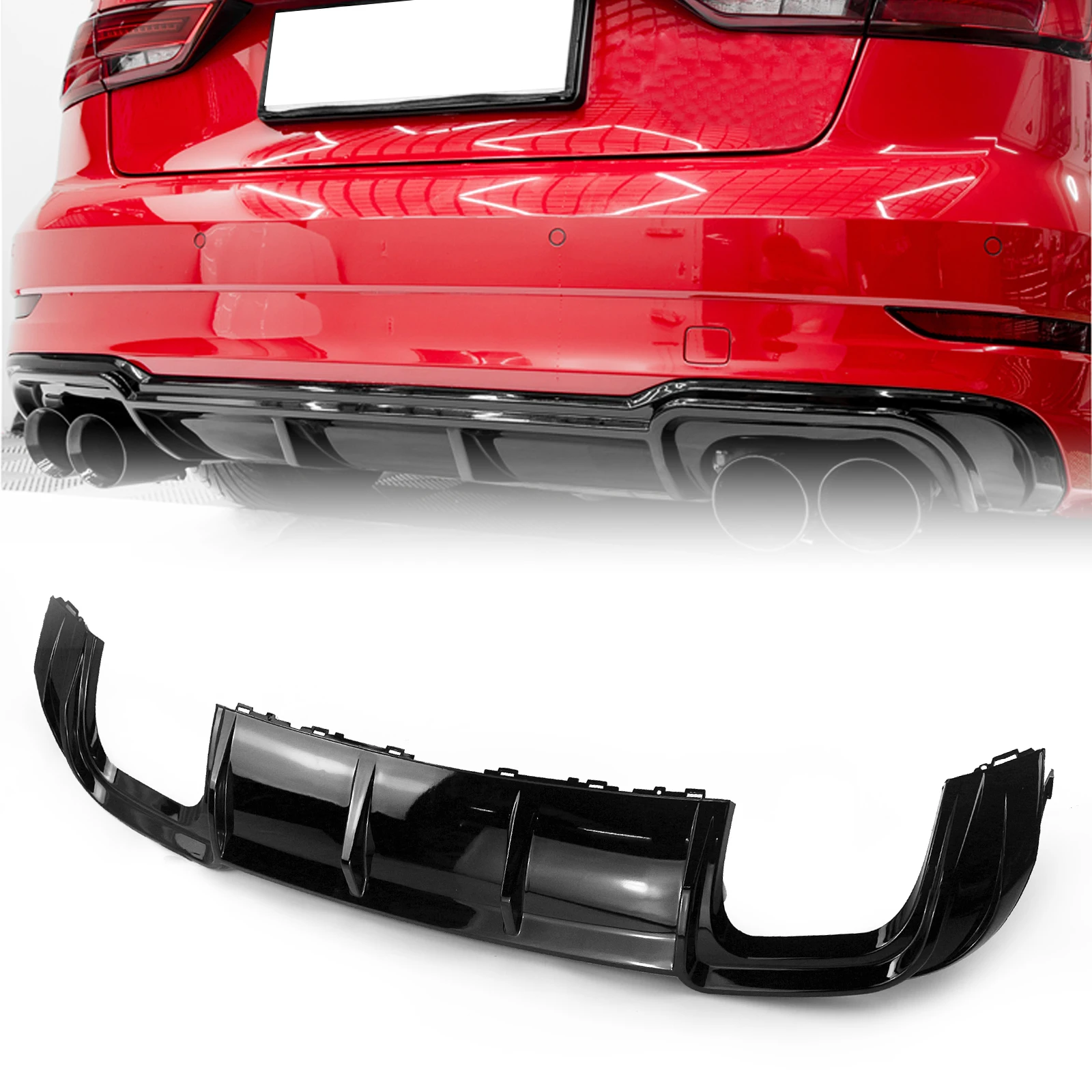 Car-Rear-Bumper-Diffuser-Lip-Exhaust-Guard-Spoiler-Plate-Boot-Splitter ...