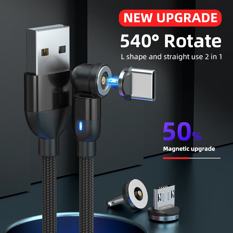3m Magnetic Cable 540 Degree Rotate USB Type C Charging Cable Long Usb ...