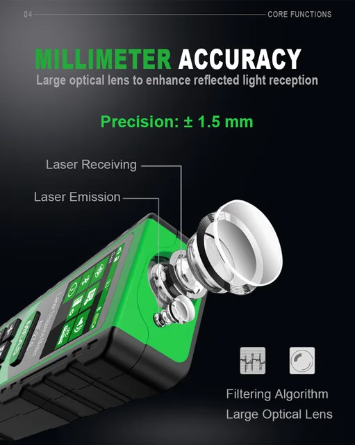 Noyafa Nf 273l Laser Distance Meter 60m 80m 120m