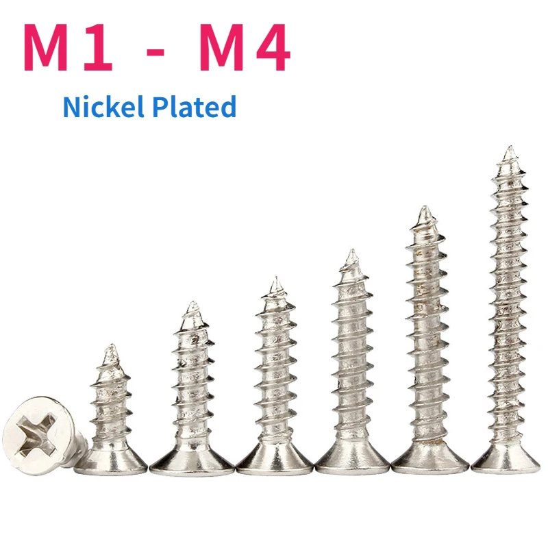 M1 M1.2 M1.4 M1.5 M1.7 M2 M2.3 M2.6 M3 M3.5 M4 100/PCS Nickel-Plated ...
