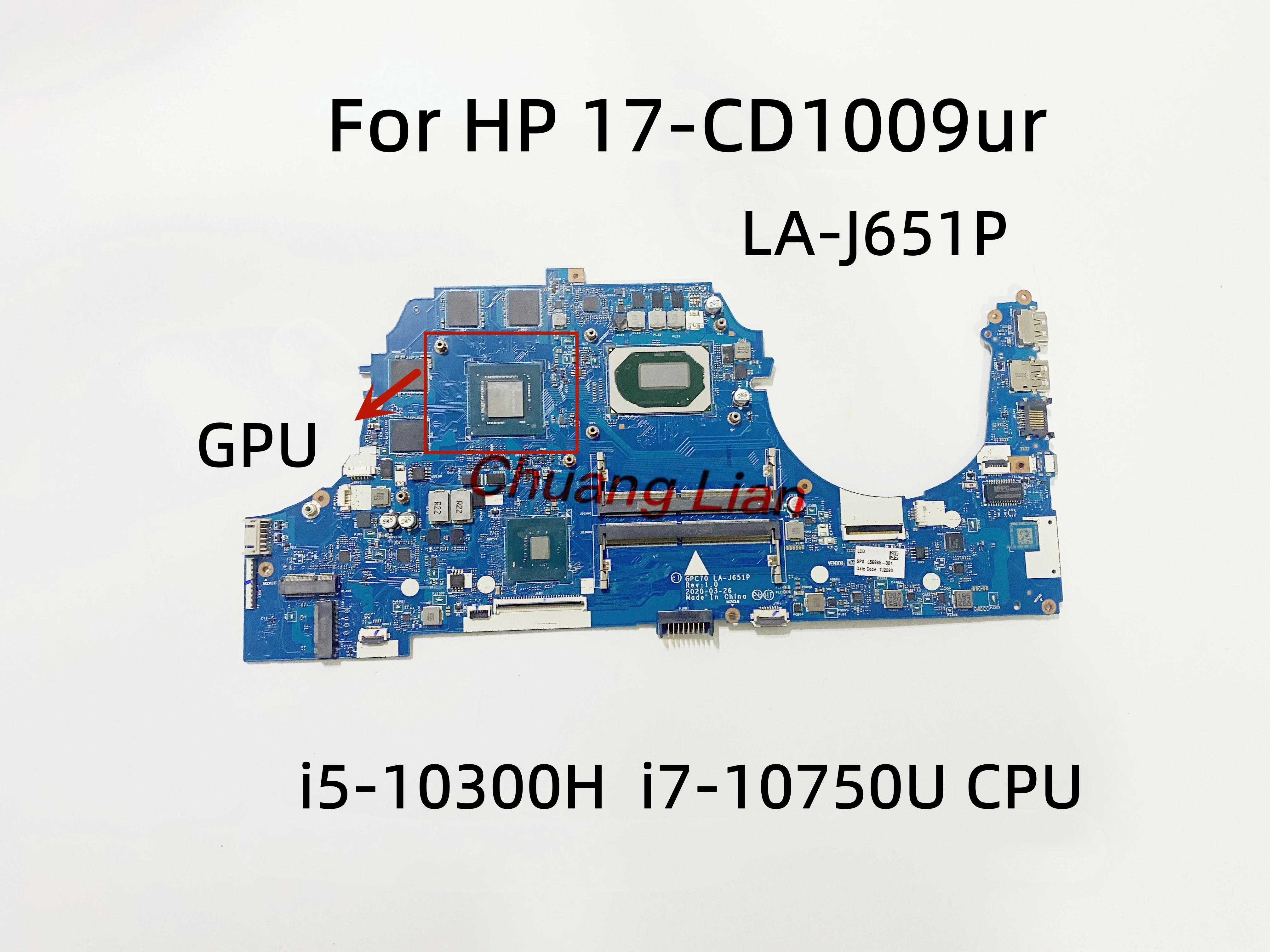 GPC70-LA-J651P-For-HP-17-CD1009ur-Laptop-Motherboard-with-i5-10300H-i7 ...