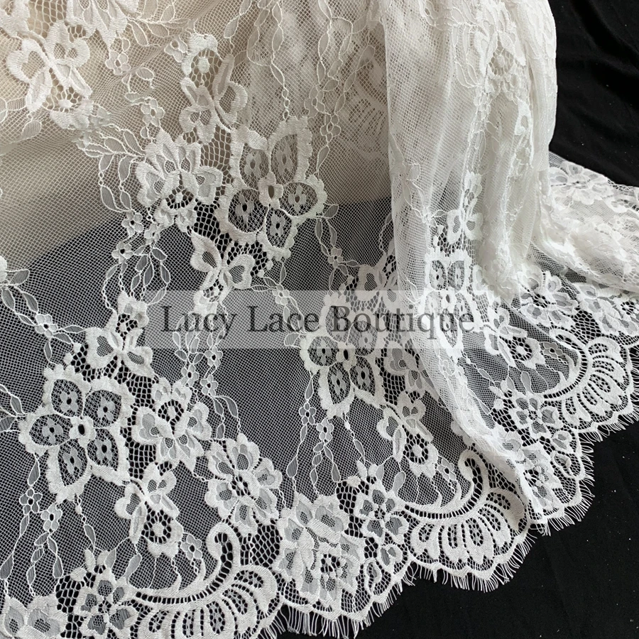 Super soft off white lace fabric, thick quality, flowers lace for ...