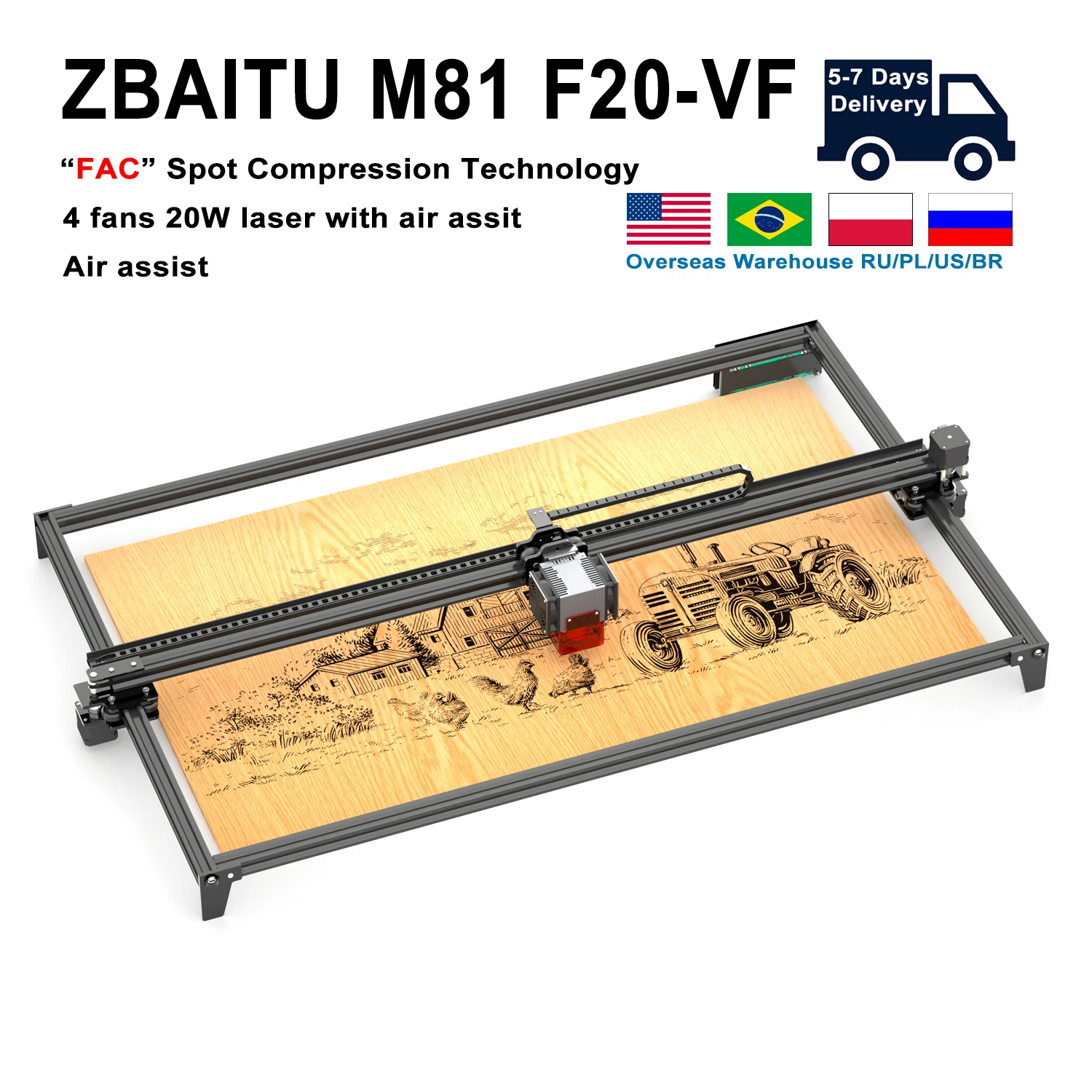Zbaitu 81x4 6cm/80x80cm Gravador A Laser 10w/20w/80w/130w Diodo Cnc ...