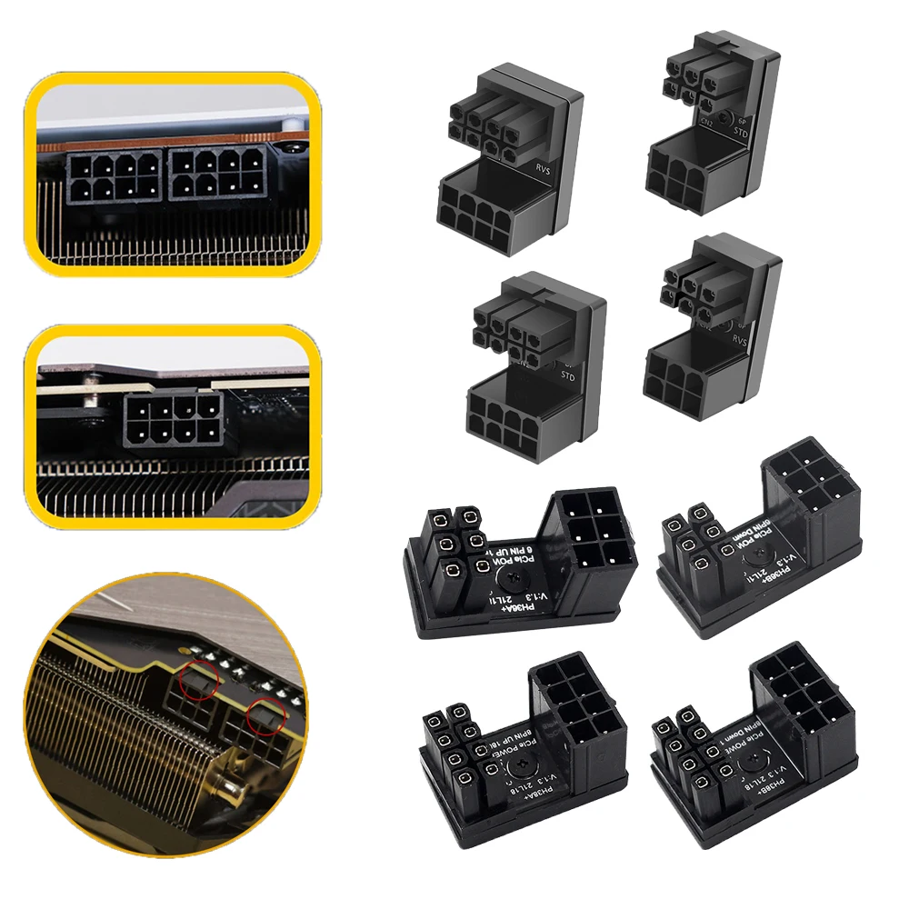 ATX-GPU-VGA-PCIe-8-Pin-6Pin-U-to-90-180-Degree-Angle-Connector-Power ...