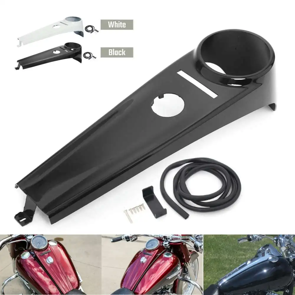 Motorcycle-Stretched-Fuel-Tank-Dash-Panel-Console-Cover-For-Harley ...