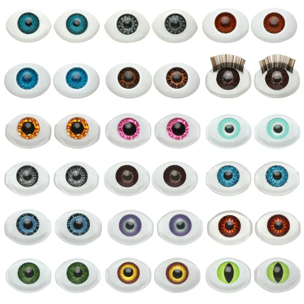 1Pair-Oval-Doll-Eyes-Realistic-Half-Round-Craft-Accessories-Acrylic-DIY ...