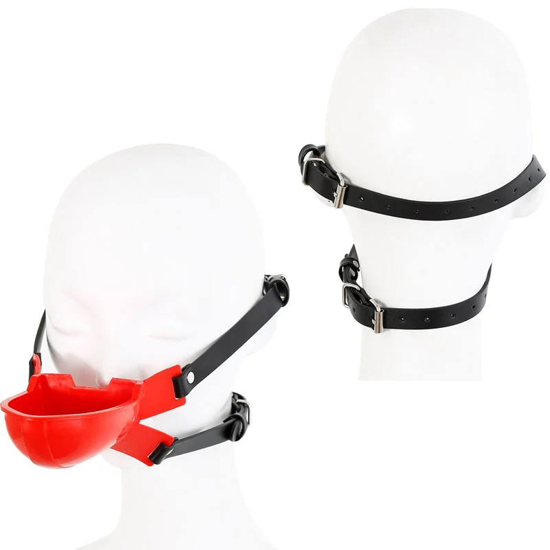 NEW BDSM Toilet Funnel Open Mouth Gag Mask Hood Funnel Oral Enema Drool ...