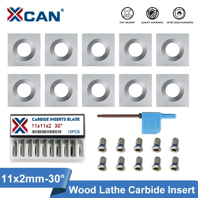 XCAN-Carbide-Insert-10pcs-11x11x2-Wood-Lathe-Turning-Tool-Cutter ...