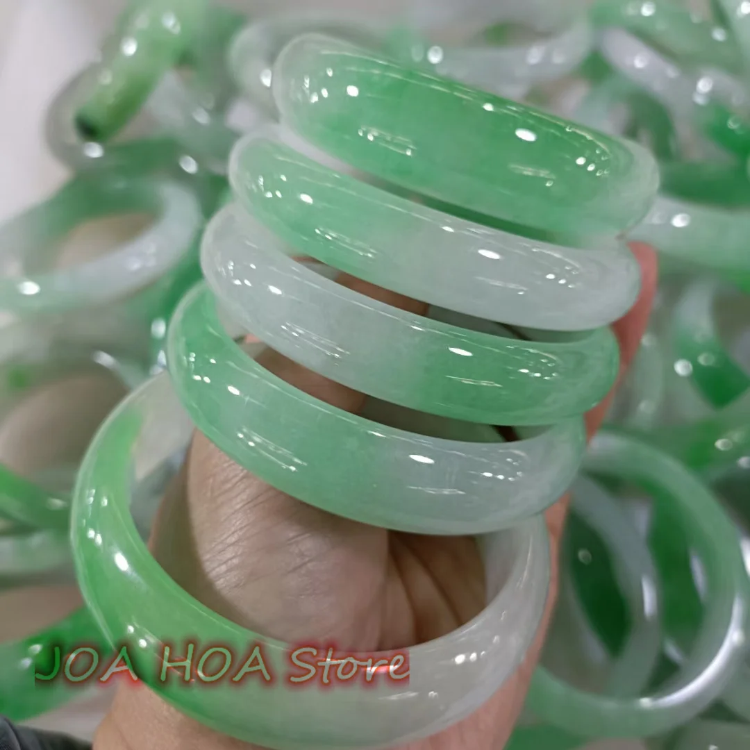 Two-tone-Green-and-White-Delicate-Jade-Bracelet-Natural-Jadeite ...