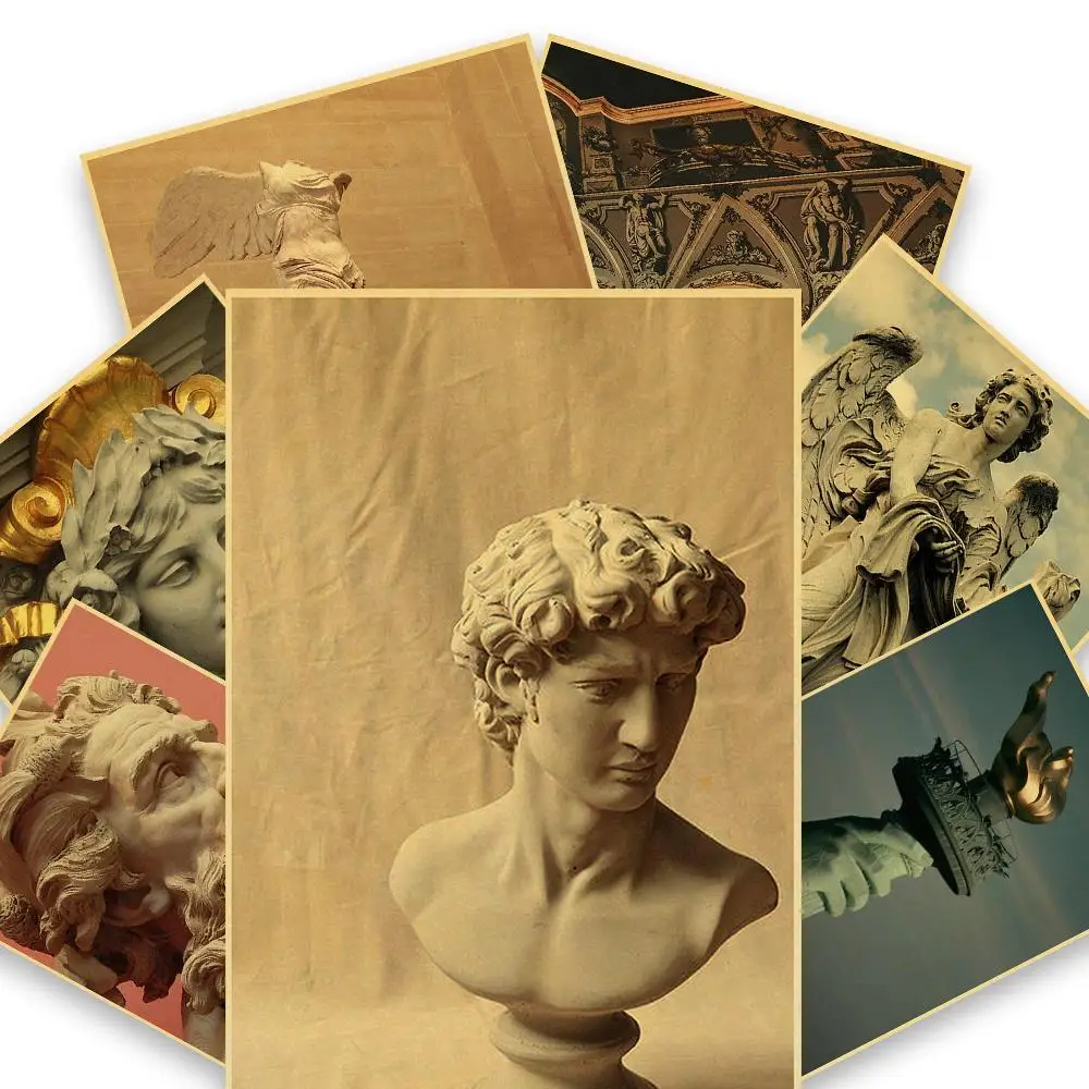 Famous-statue-poster-in-Rome-home-kraft-painting-poster-and-printed ...