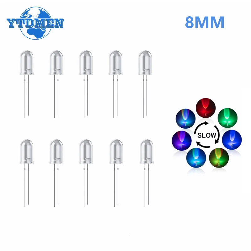 10-20PCS-8mm-LED-Diode-Super-Bright-Light-Emitting-Diodes-Multicolor ...