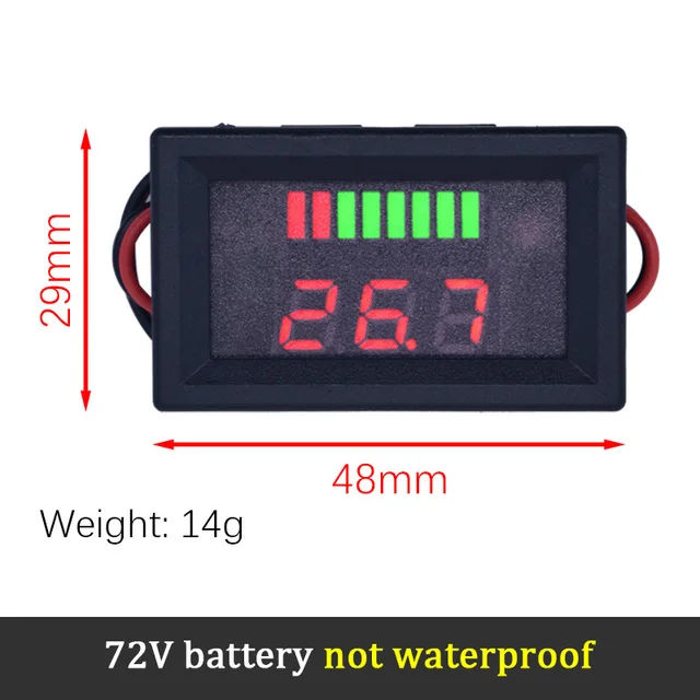 Car Battery Charge Level Indicator 12V 24V 36V 48V 60V 72V Lithium ...
