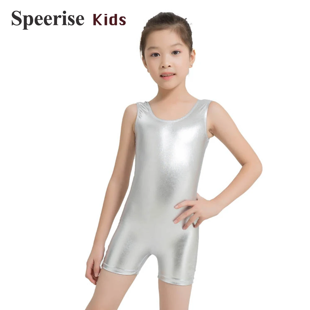 Kids-Shiny-Metallic-Spandex-Shorts-Unitard-Catsuit-Gymnastics-Suit ...