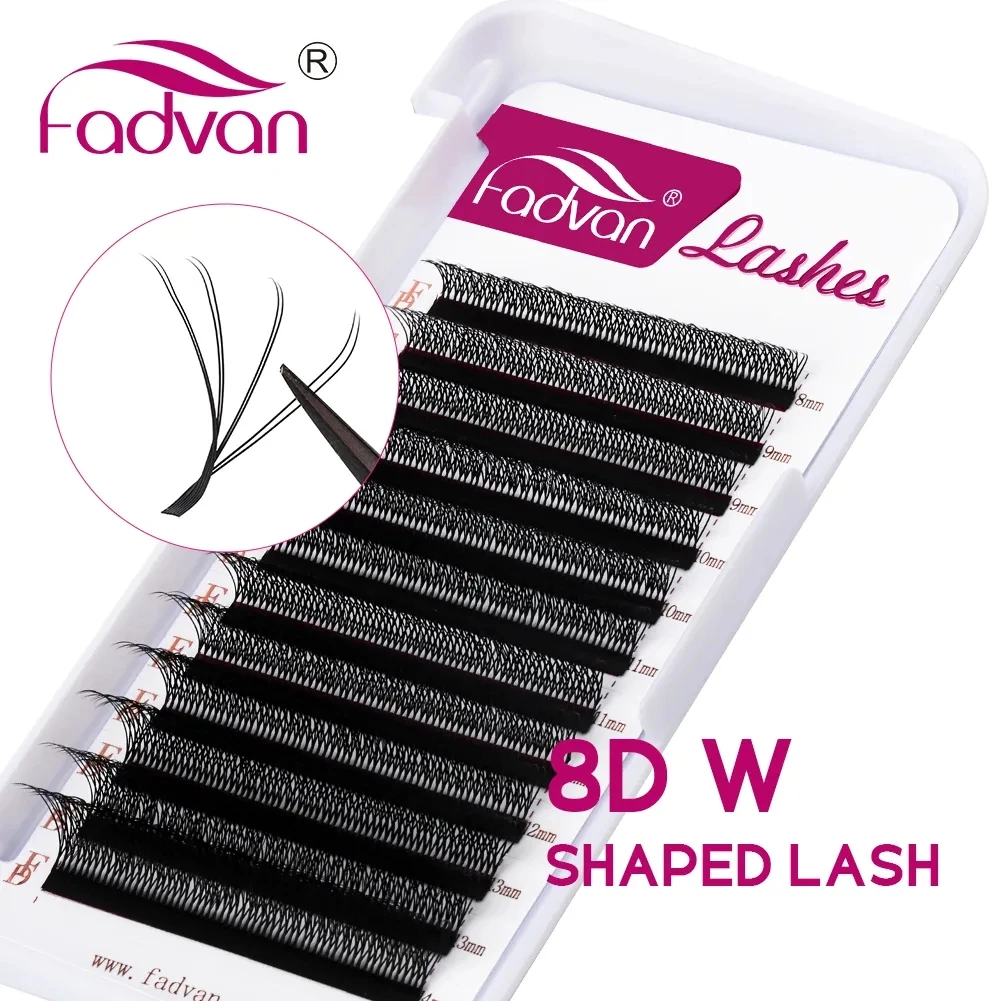 Fadvan 8D W Shape Lashes Extension Two Tips 4D Premade Fan Eyelash Faux ...