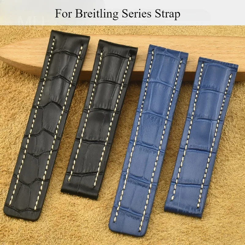 For-Breitling-Leather-Strap-Men-s-Genuine-Leather-Watch-Strap ...