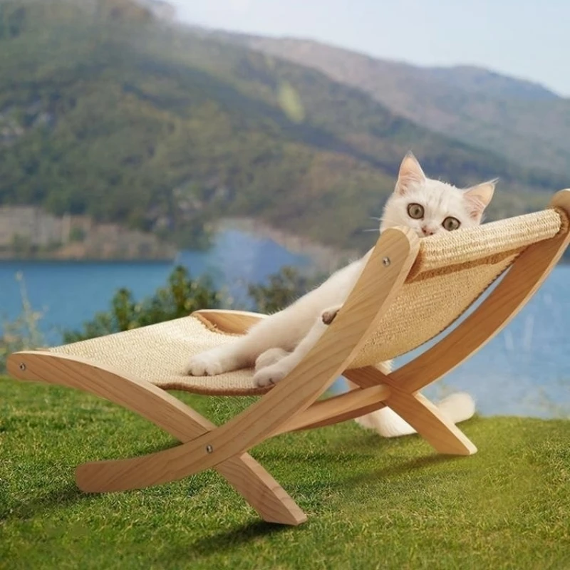 Cat-Bed-Portable-Foldable-Wooden-Chair-For-Cats-Small-Dogs-Hammock ...
