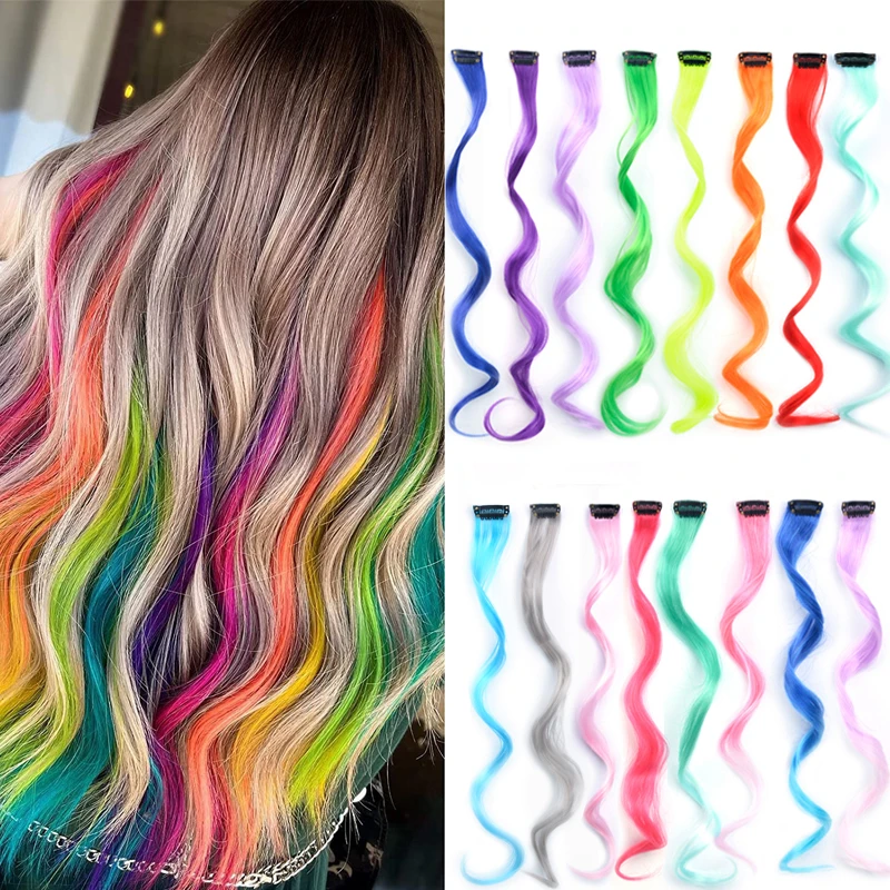 36 Rainbow Spark Color Wig Straight Rainbow Hair Extensions 22 Inch For ...