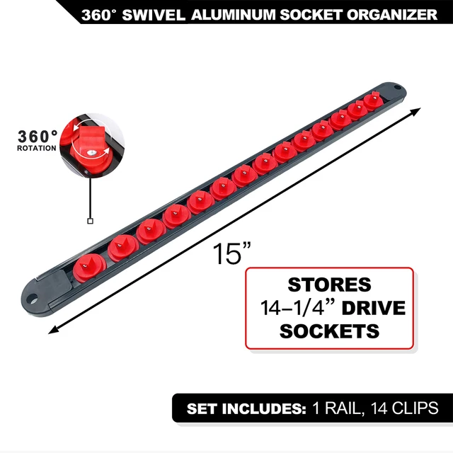 360° Swivel ABS Socket Organizer 1/4Inch 3/8Inch 1/2Inch Premium ...