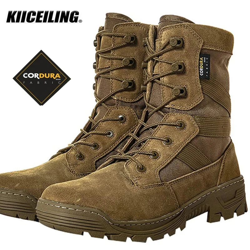 KIICEILING-Leather-Men-s-Military-Boot-Combat-Mens-High-Tactical-Army ...