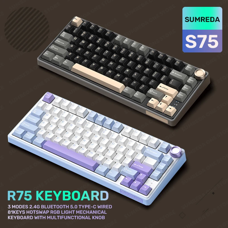 Royal Kludge RK R75 SR75 Gaming Mechanical Keyboard 81Key Bluetooth ...