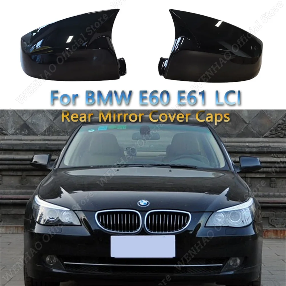 For-BMW-E60-E61-2pcs-Rear-View-Mirror-Cover-Caps-Trim-Shell-Frame-5 ...