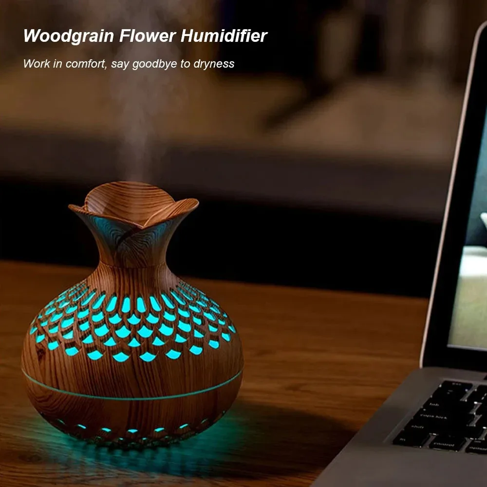 300ml Wood Grain Humidifier USB Aroma Diffuser Atomizer Household ...