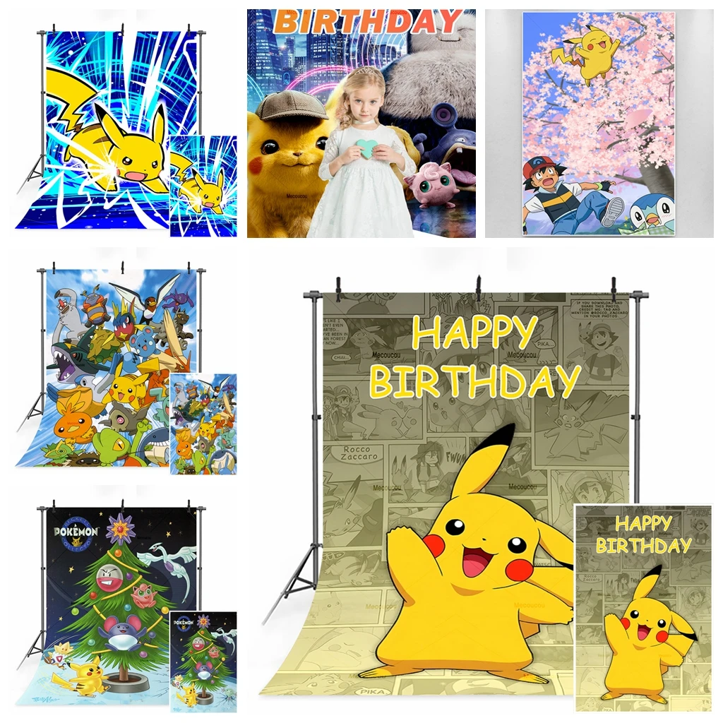 Cartoon-Cute-Pokemon-Background-Birthday-Party-Photography-Background ...