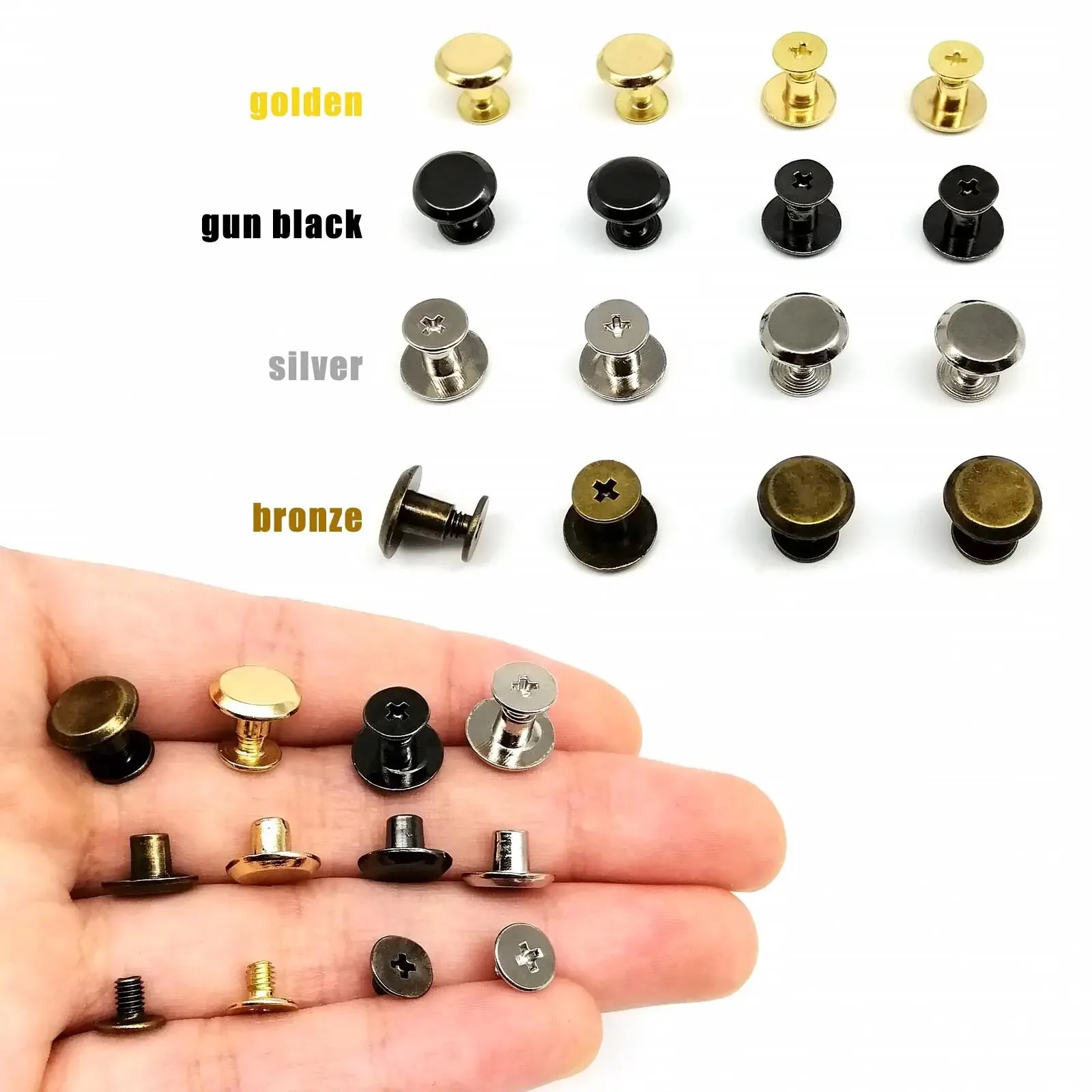 20pcs-Round-Head-10mm-Screwback-Chicago-Screw-Nail-Binding-Rivet-Stud ...